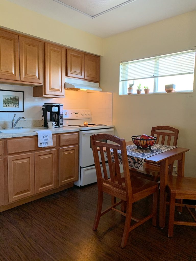 Stylish updates for a tiny college apartment kitchen